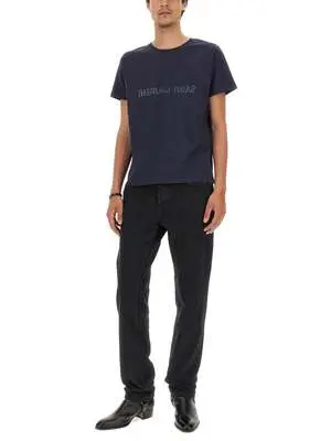 Saint Laurent Inverted Logo T-shirt - Blue