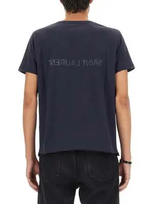 Saint Laurent Inverted Logo T-shirt - Blue