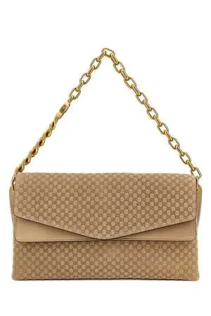Gucci Beige Suede Large Shoulder Bag - Brown