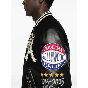 Amiri Patch Design Leather Bomber Jacket