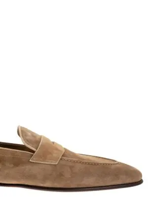 Brunello Cucinelli Soft Suede Penny Loafers - Brown
