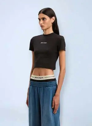 Palm Angels Logo Motif Cropped T-shirt