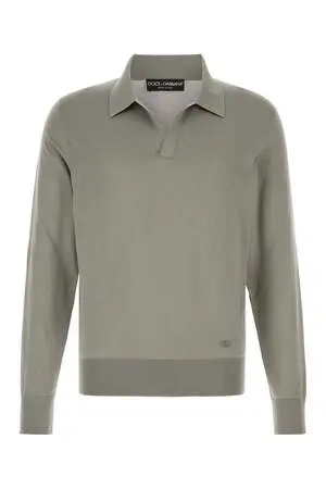 Dolce & Gabbana Grey Silk Polo Shirt - Gray