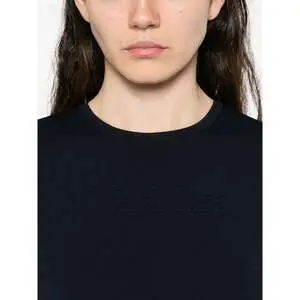 Max Mara Embossed Detailing Round Neck Short Sleeve Top - Blue