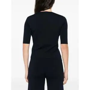 Max Mara Embossed Detailing Round Neck Short Sleeve Top - Blue