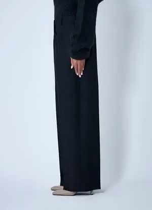 TOTEME Wide Flannel Tailored Pants - Black