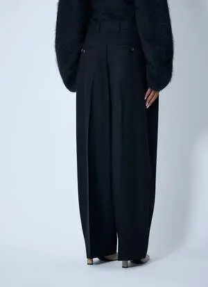 TOTEME Wide Flannel Tailored Pants - Black