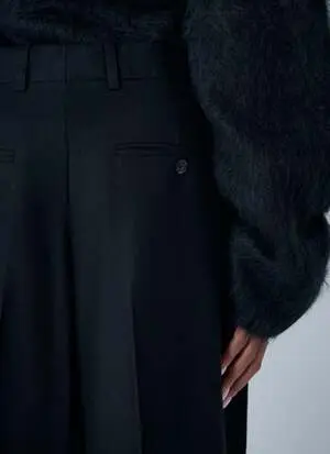 TOTEME Wide Flannel Tailored Pants - Black