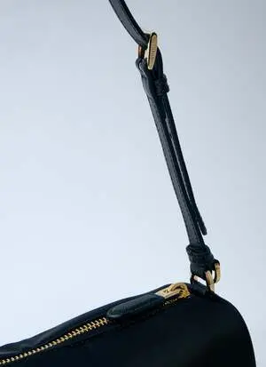 Prada Re-nylon Shoulder Pouch With Leather Details - Black