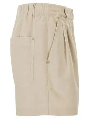 Brunello Cucinelli Cotton And Linen Shorts With Monile Embellishment - Multicolor