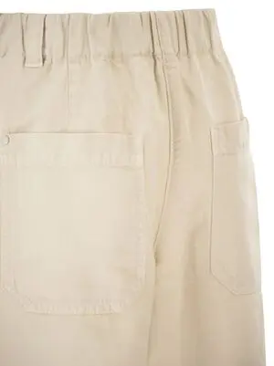 Brunello Cucinelli Cotton And Linen Shorts With Monile Embellishment - Multicolor