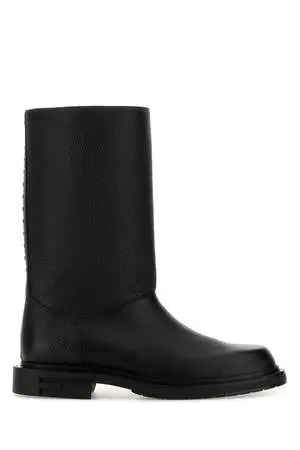 Fendi Leather Frame Boots - Black