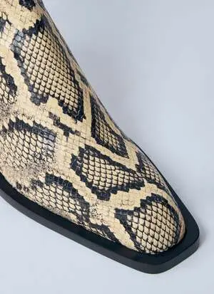 JIL SANDER Snakeskin Embossed Leather Ankle Boots