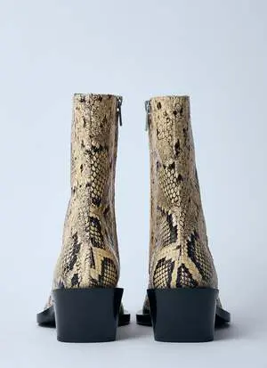 JIL SANDER Snakeskin Embossed Leather Ankle Boots