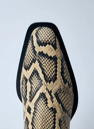 JIL SANDER Snakeskin Embossed Leather Ankle Boots