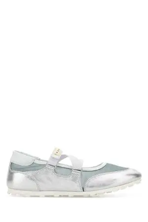 Marni Mesh And Leather Retro Ballerinas - Silver