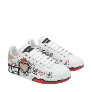 Dolce & Gabbana Portofino Low-top Sneakers With Iridescent Logo Detailing