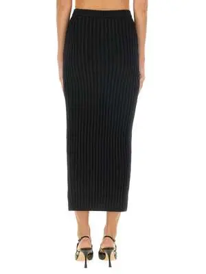 Max Mara Ribbed Silk Blend Knit Skirt - Black