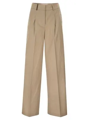 Peserico Tailored Stretch Cotton Trousers With Pleats