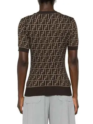 Fendi Ff Jacquard Cotton Knit Sweater