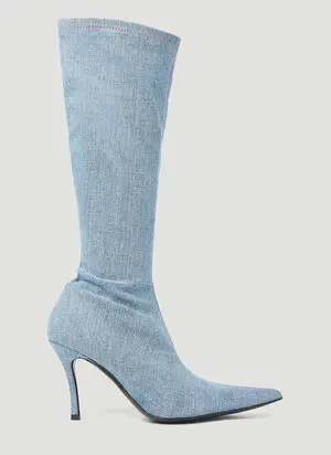 DIESEL® D-venus Kbt Denim Stiletto Boots - Blue