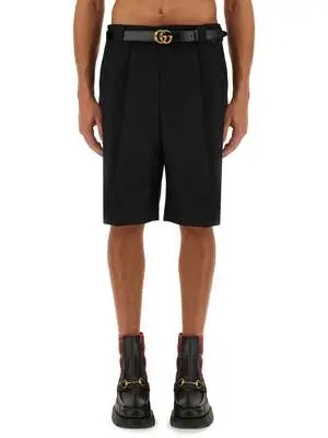 Gucci Wool Blend Twill Shorts - Black