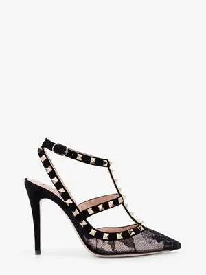 Valentino Garavani Rockstud Suede And Lace Pumps - Multicolor