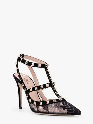 Valentino Garavani Rockstud Suede And Lace Pumps - Multicolor