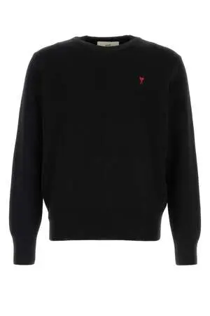 AMI Paris Crew Neck Merino Wool Sweater - Black