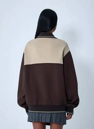 Miu Miu Contrast Panel Zip-up Jacket - Brown