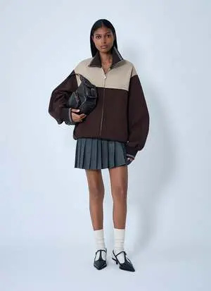 Miu Miu Contrast Panel Zip-up Jacket
