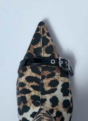 GANNI Leopard Eyelets Slouchy High Shaft Boots