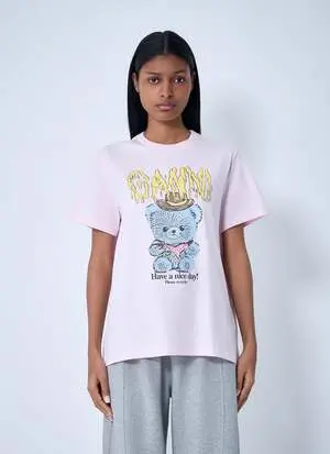 GANNI Logo Graphic T-shirt - Pink
