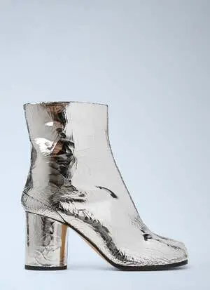 MAISON MARGIELA Metallic Tabi Block Heel Boots - Silver