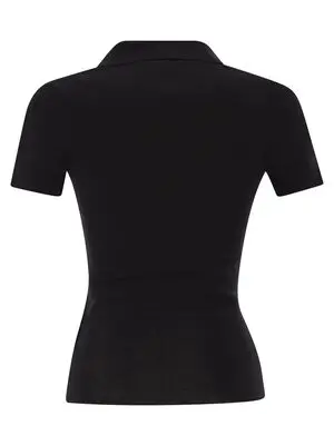 Max Mara Ribbed Wool Polo Shirt - Black