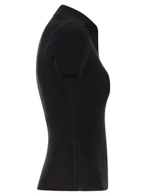 Max Mara Ribbed Wool Polo Shirt - Black