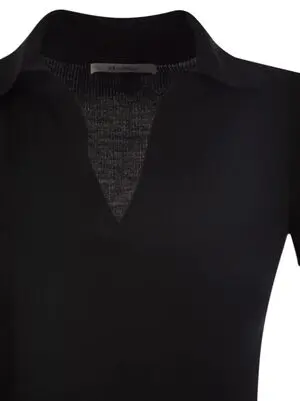 Max Mara Ribbed Wool Polo Shirt - Black