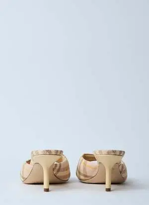 Burberry Check Linen-blend Heeled Mules