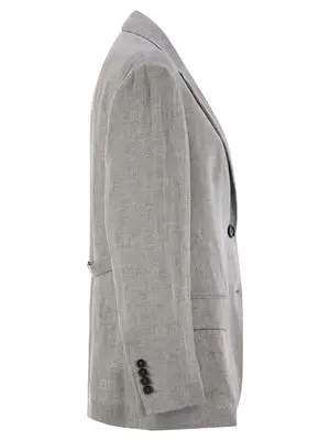 Brunello Cucinelli Sparkling Linen Canvas Jacket With Jewellery Detail