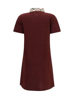 Burberry Polo Style Cotton Dress With Check Collar