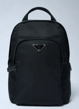 Prada Re-nylon Backpack With Leather Trims - Black