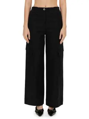 GANNI Herringbone Cargo Pants - Black