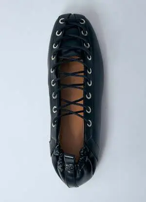 GANNI Oleatex Ballerina Flats With Eyelets
