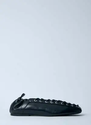 GANNI Oleatex Ballerina Flats With Eyelets - Black