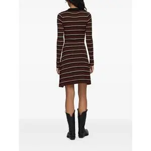 GANNI Asymmetric Hem Knot Detail Draped Day Dress - Brown
