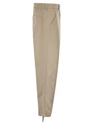 Brunello Cucinelli Cotton And Linen Drill Trousers With Patch Pockets - Cream