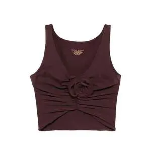Magda Butrym Bordeaux Floral Detail V-neck Sleeveless Top