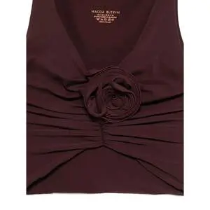 Magda Butrym Bordeaux Floral Detail V-neck Sleeveless Top