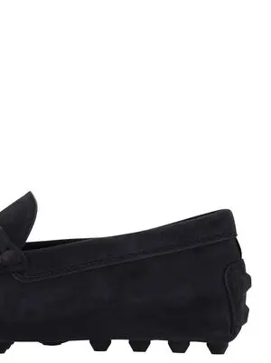 TOD'S Suede Mocassino Loafers With Embossed Monogram - Blue