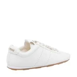 Miu Miu Leather Lace-up Sneakers - White